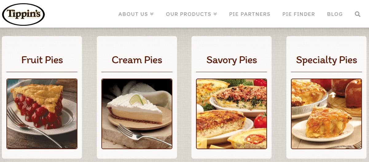 Types of Tippin's Pies: The Pie Selection
