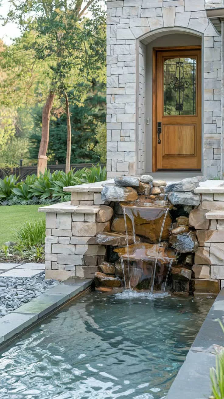 20+ Home Entrance With Water Feature Ideas For Curb Appeal